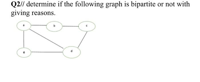 Solved Q2/1 determine if the following graph is bipartite or | Chegg.com
