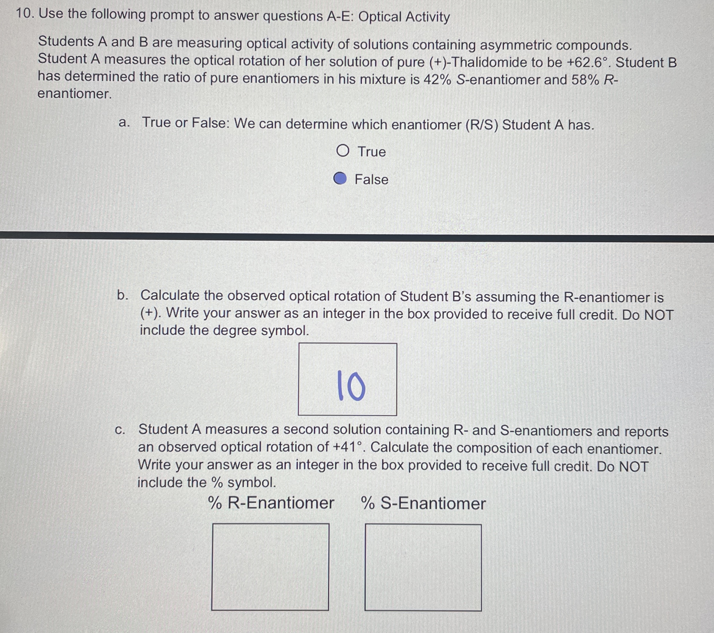 Solved b. ﻿Calculate the observed optical rotation of | Chegg.com