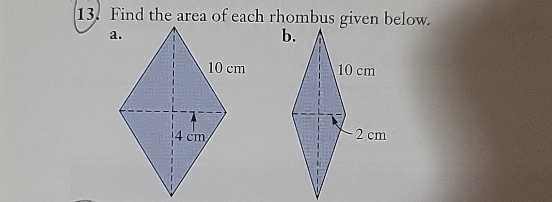 Solved Find the area of each rhombus given below.a. | Chegg.com