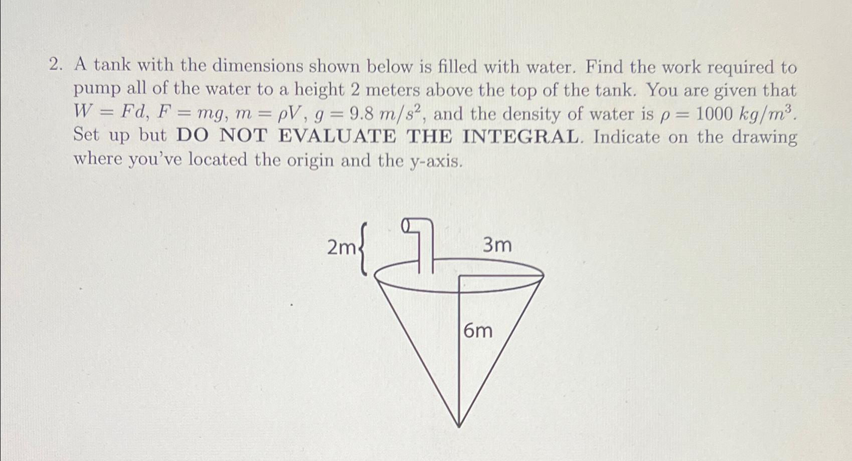 Solved A tank with the dimensions shown below is filled with | Chegg.com