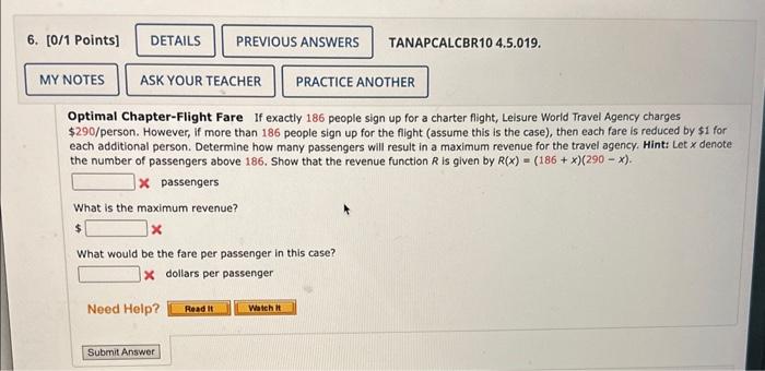 Solved Optimal Chapter-Flight Fare If exactly 186 people | Chegg.com
