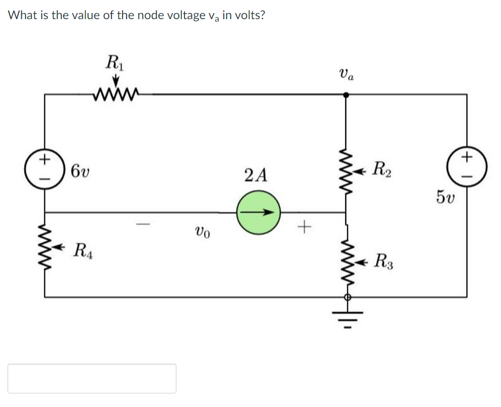 Solved What is the value of the node voltage va ﻿in volts? | Chegg.com