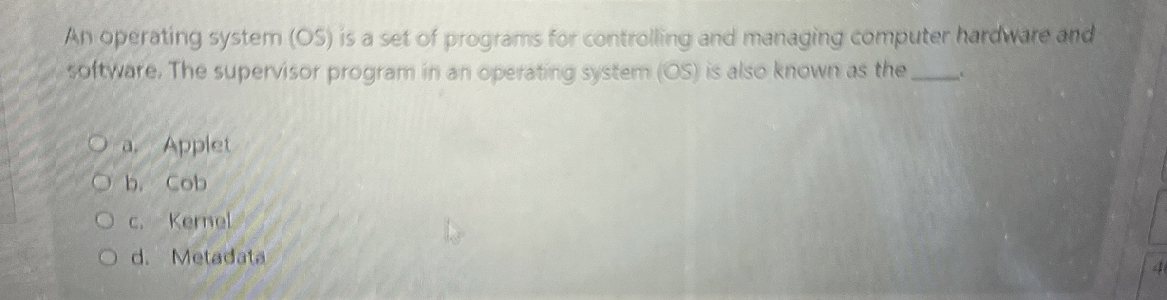 Solved An operating system (OS) ﻿is a set of programs for | Chegg.com