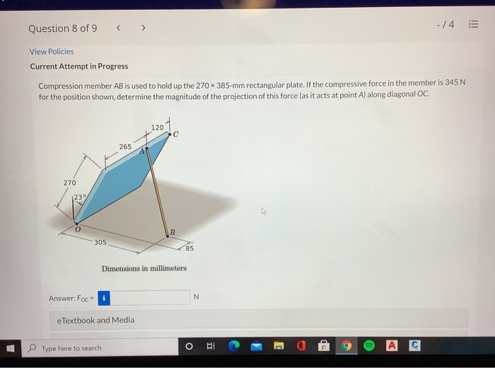 Solved -/4 Question 8 of 9 View Policies Current Attempt in | Chegg.com