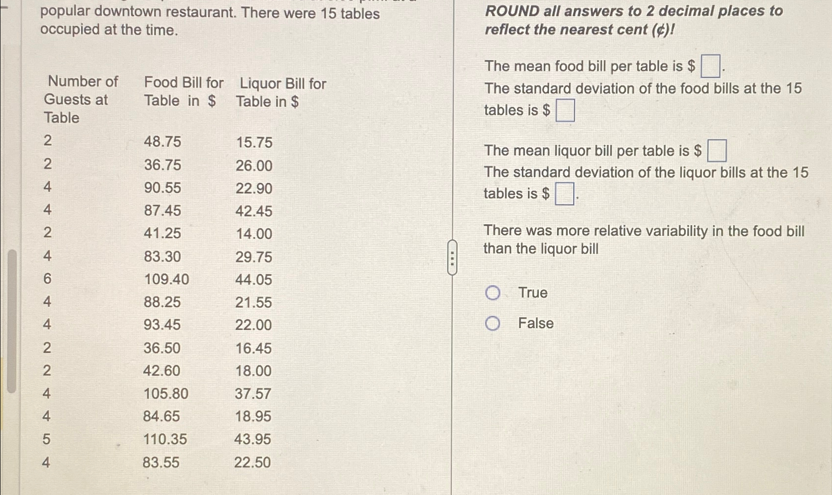 Solved popular downtown restaurant. There were 15 ﻿tables | Chegg.com