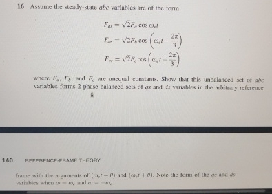 Solved 16 ﻿Assume the steady-state abc ﻿variables are of the | Chegg.com