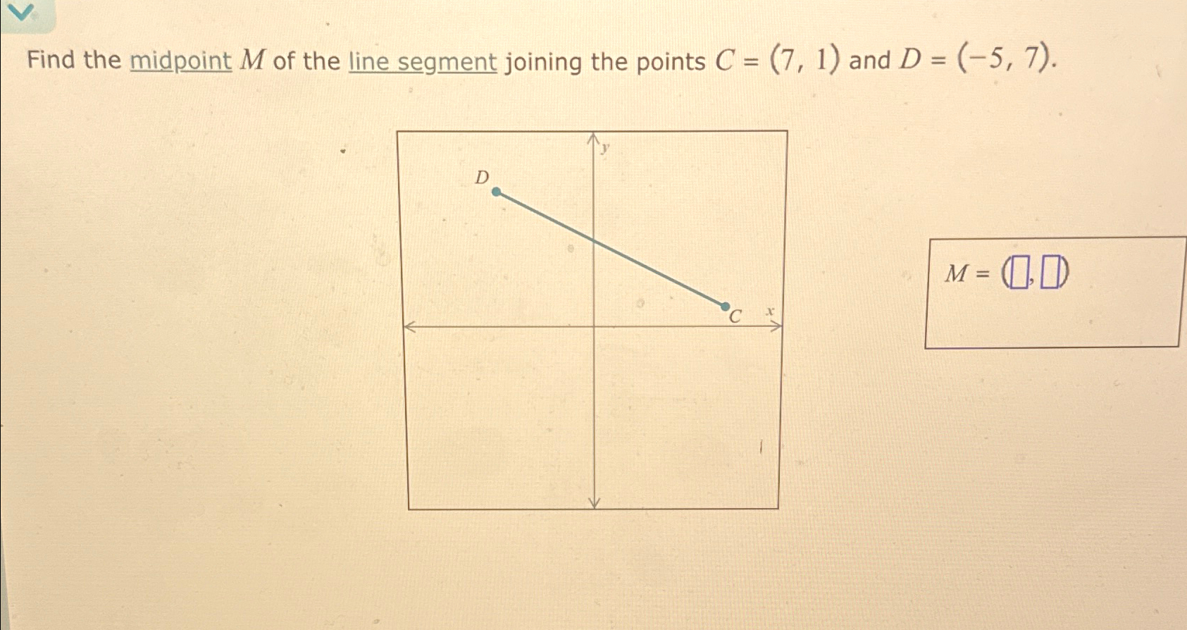 Solved Find the midpoint M ﻿of the line segment joining the | Chegg.com