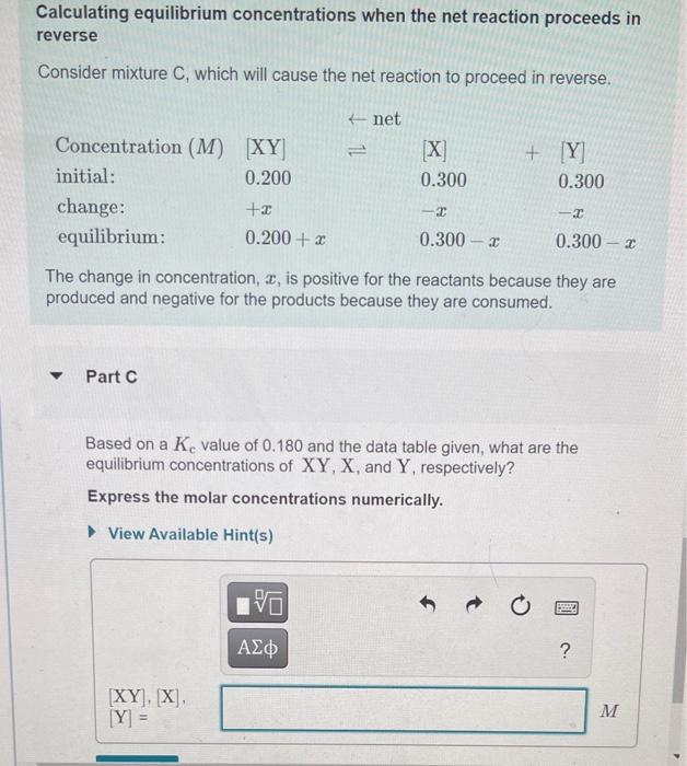 Solved Calculating equilibrium concentrations when the net | Chegg.com
