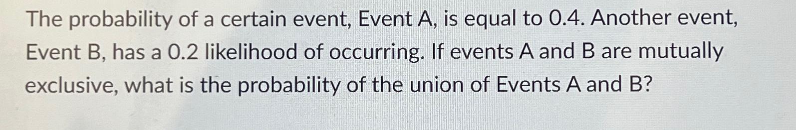 Solved The probability of a certain event, Event A, ﻿is | Chegg.com