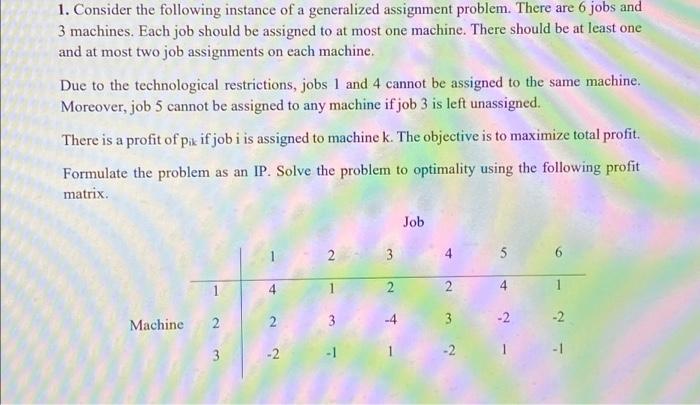 Solved 1. Consider the following instance of a generalized | Chegg.com