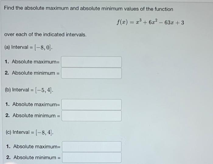 Solved Find the absolute maximum and absolute minimum values | Chegg.com