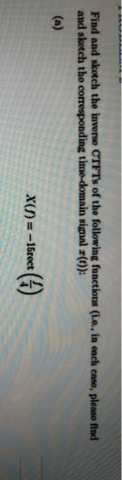 Solved Find and sketch the inverse CTFTs of the following | Chegg.com