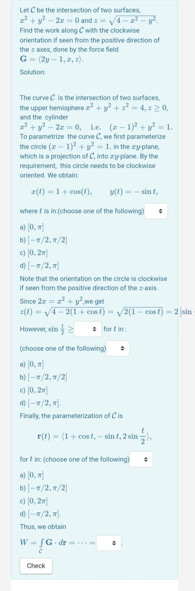 Solved Let C be the intersection of two surfaces, x2+y2−2x=0 | Chegg.com