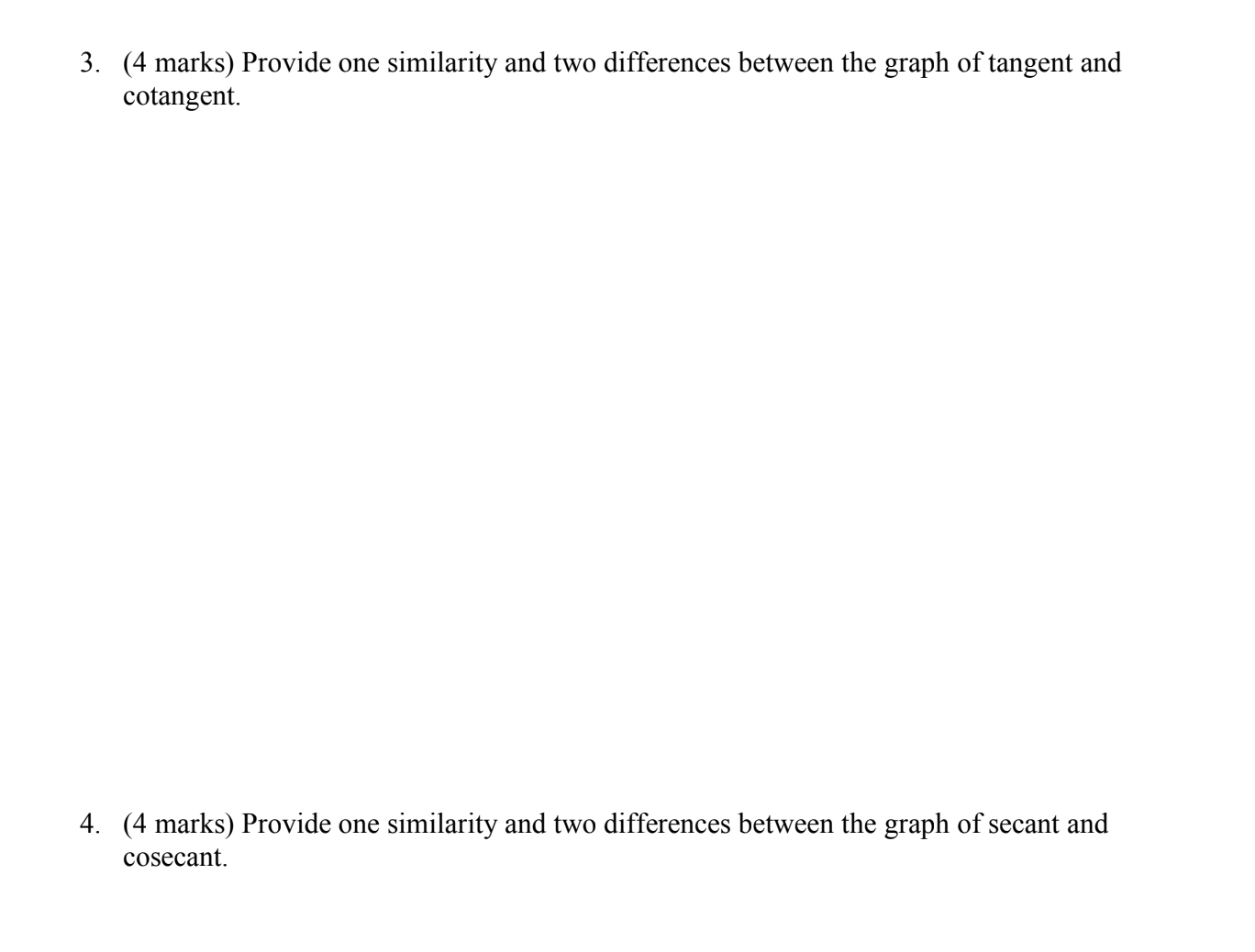 3. (4 ﻿marks) ﻿Provide one similarity and two | Chegg.com