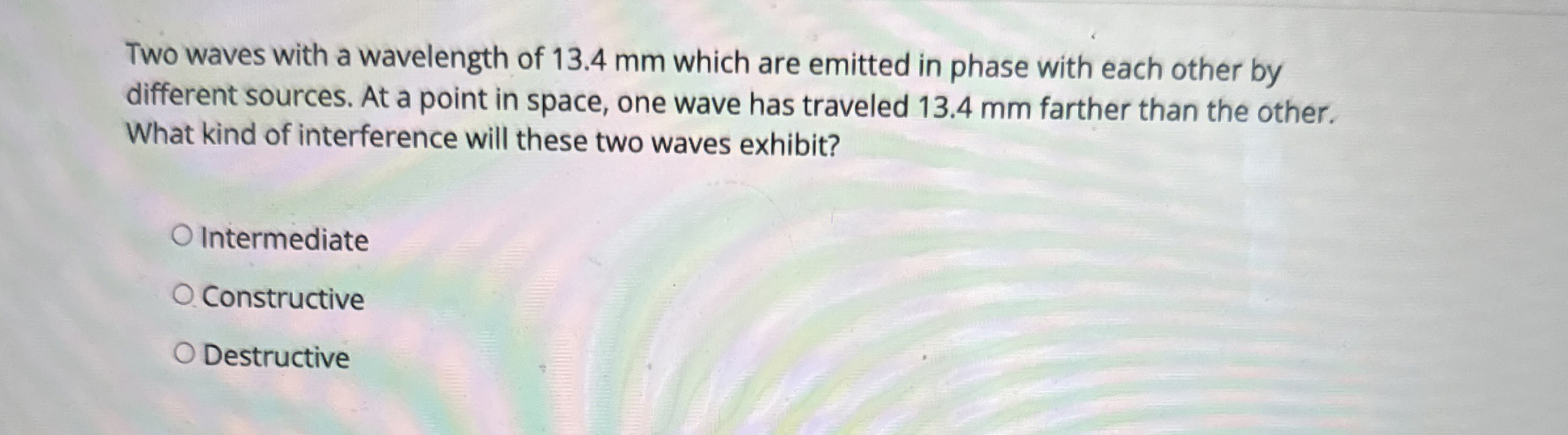 Solved Two waves with a wavelength of 13.4mm ﻿which are | Chegg.com