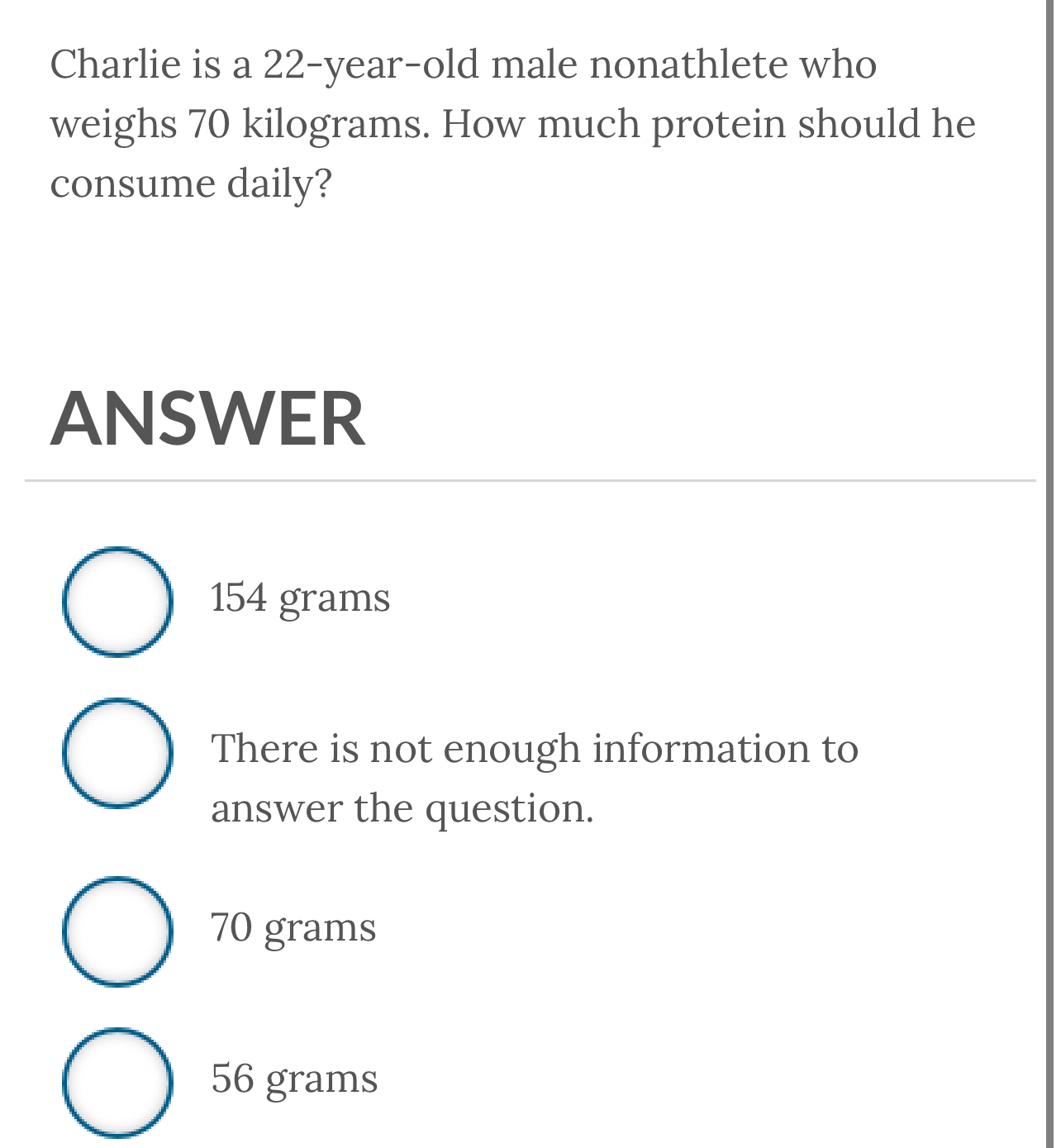 Solved Charlie is a 22-year-old male nonathlete whoweighs 70 | Chegg.com