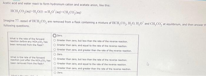 Solved Acetic acid and water react to form hydronium cation | Chegg.com