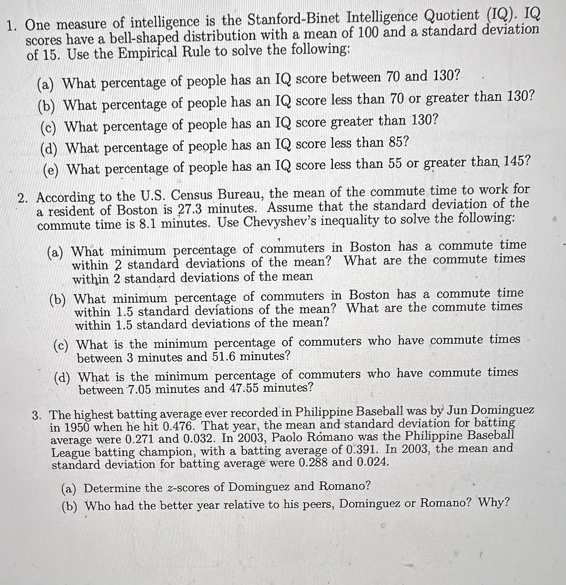 Solved I got this worksheet in my statistics class and I do | Chegg.com