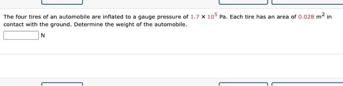Solved The four tires of an automobile are inflated to a | Chegg.com