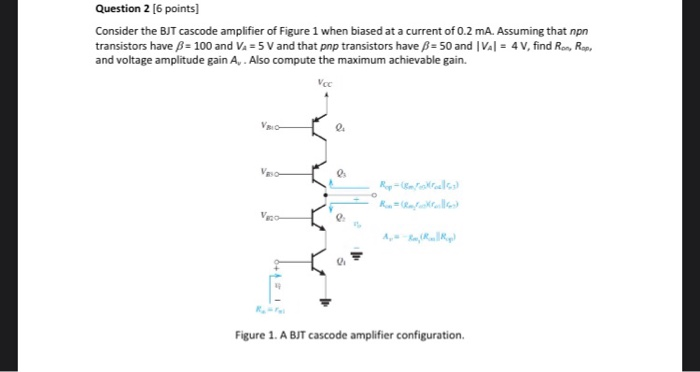 Solved Question 2 (6 points] Consider the BJT cascode | Chegg.com