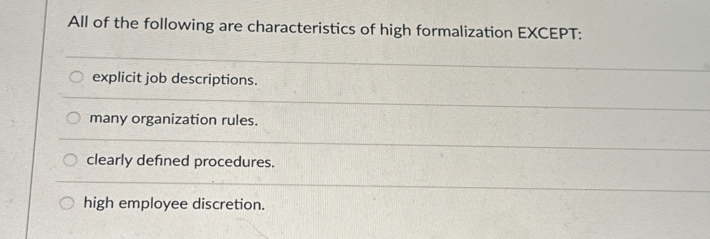 Solved All of the following are characteristics of high | Chegg.com