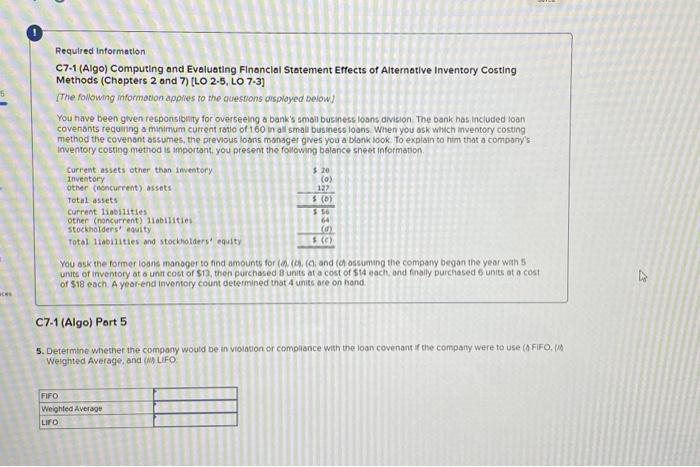 Solved Requiled information C7.1 (Algo) Computing and | Chegg.com