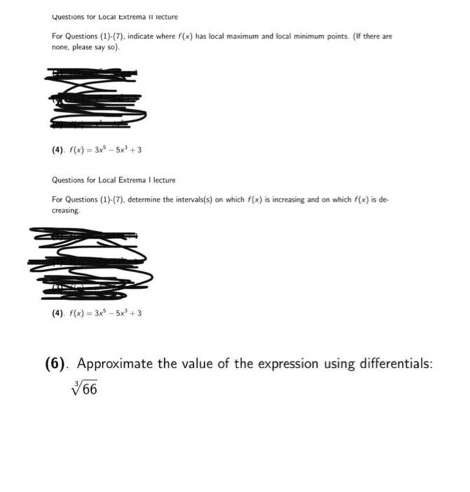 Solved Questions For Local Extrema Ii Lecture For Questions 