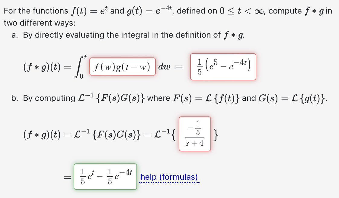 Solved For the functions f(t)=et ﻿and g(t)=e-4t, ﻿defined on | Chegg.com