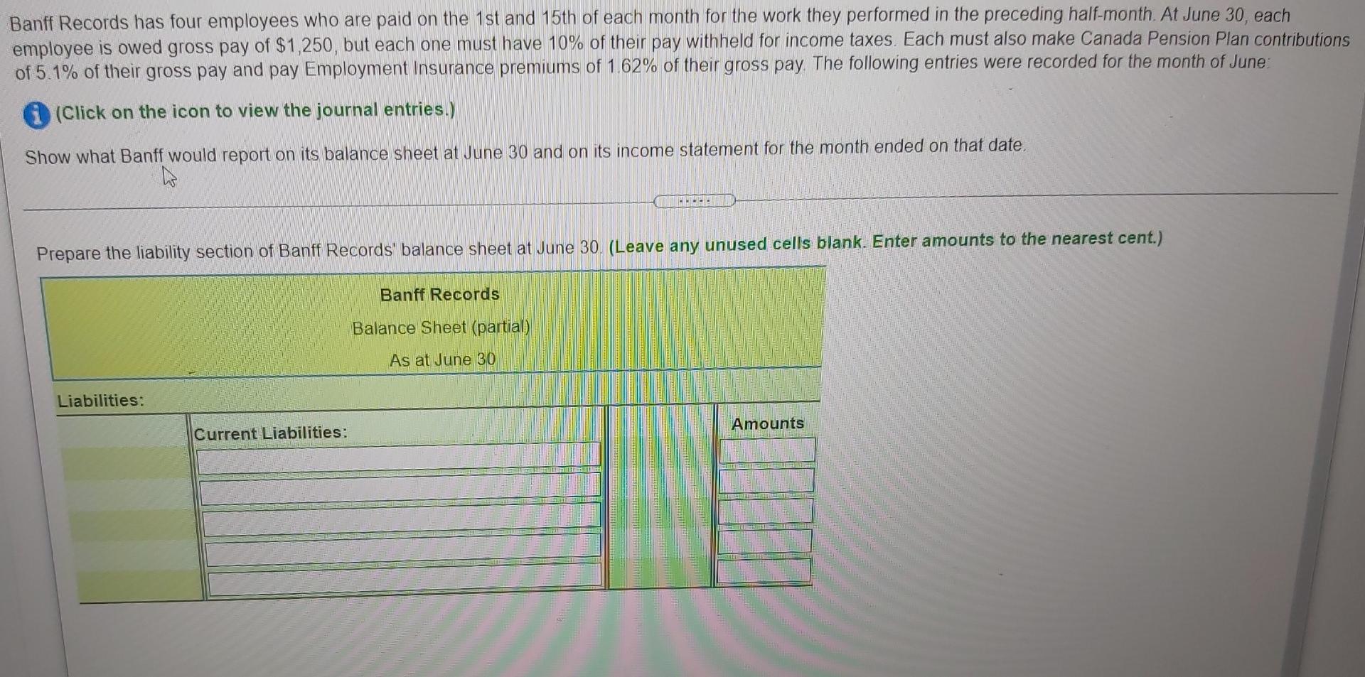 Solved Banff Records has four employees who are paid on the | Chegg.com