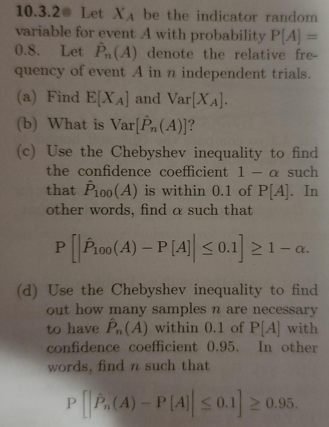 Solved 10.3.2 Let XA be the indicator random variable for | Chegg.com