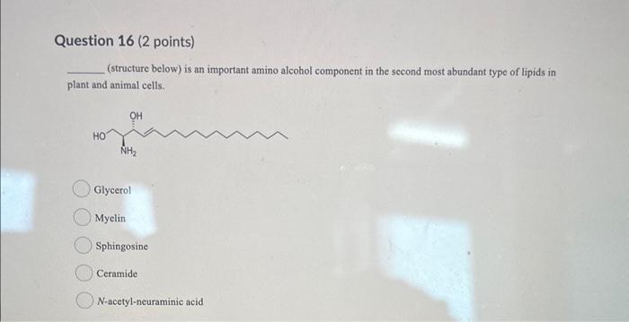 (structure below) is an important amino alcohol | Chegg.com