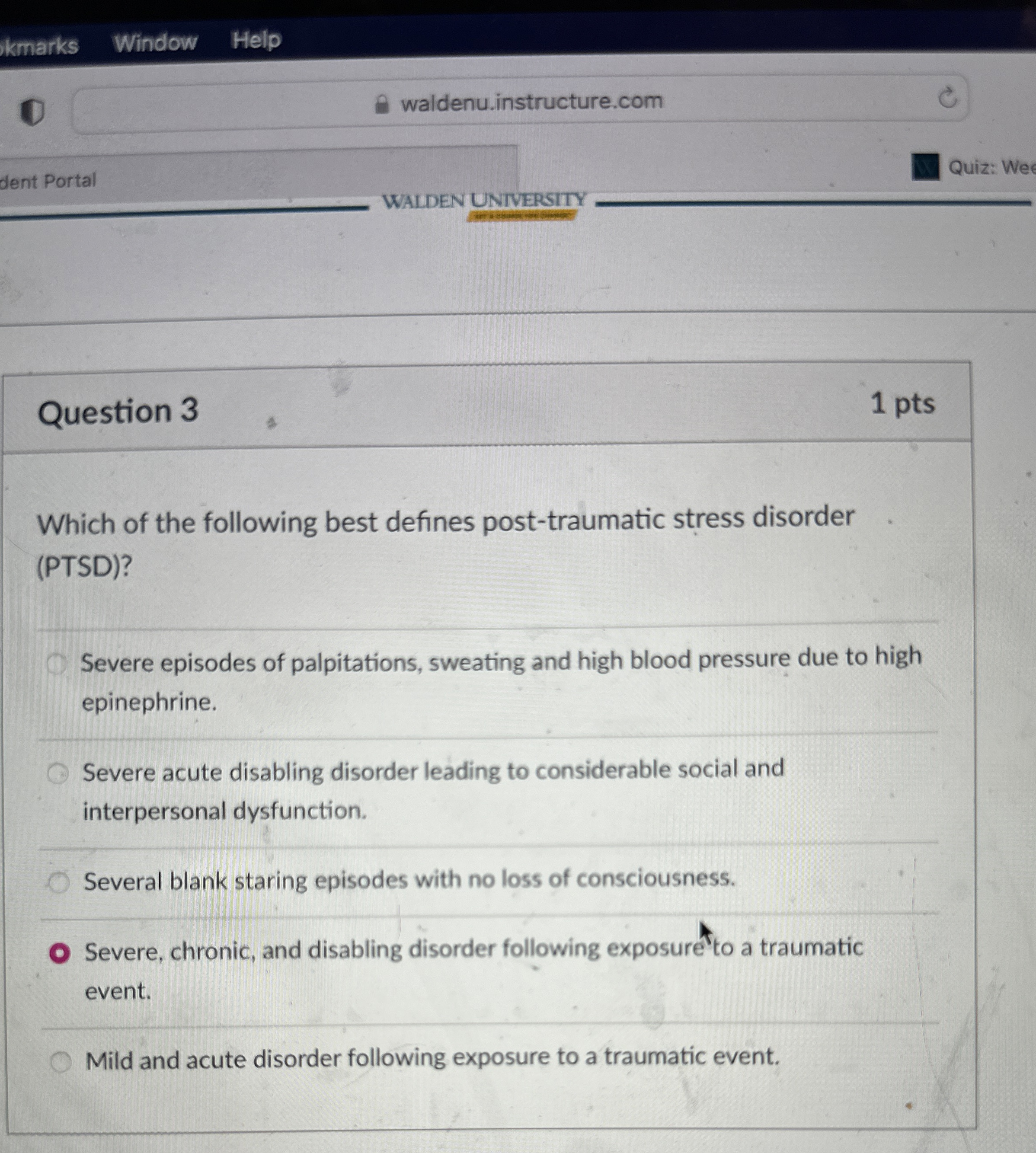 Solved Window Helpdent Portalwaldenu.instructure.comQuestion | Chegg.com