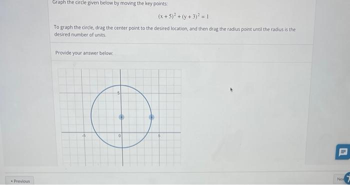 Solved Graph the circle given below by moving the key | Chegg.com
