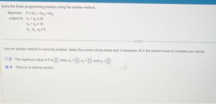 Solved Solve the linear programming problem using the | Chegg.com