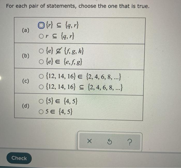 Solved For each pair of statements, choose the one that is | Chegg.com