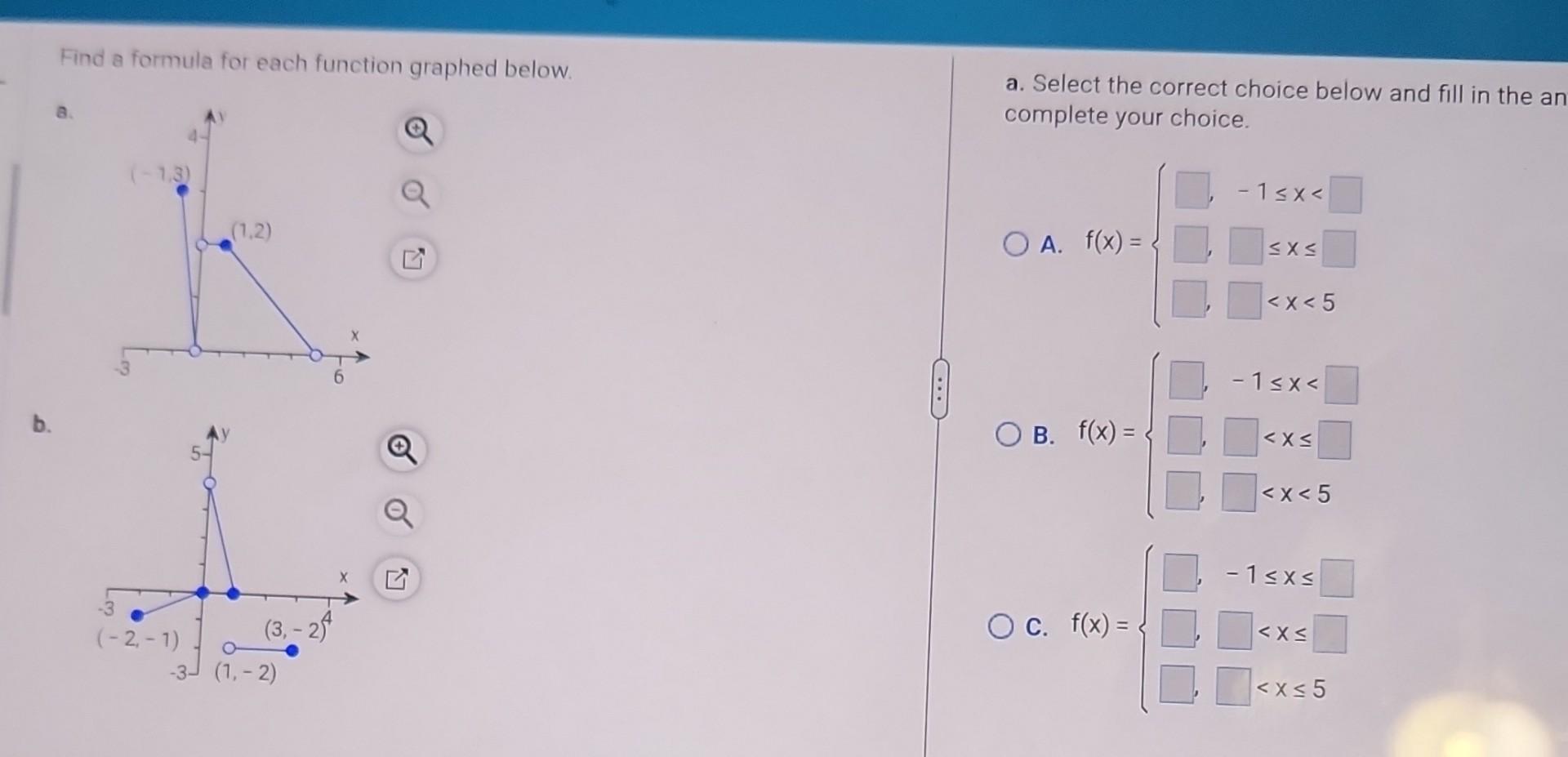 Find a formula for each function graphed below. a. a. | Chegg.com