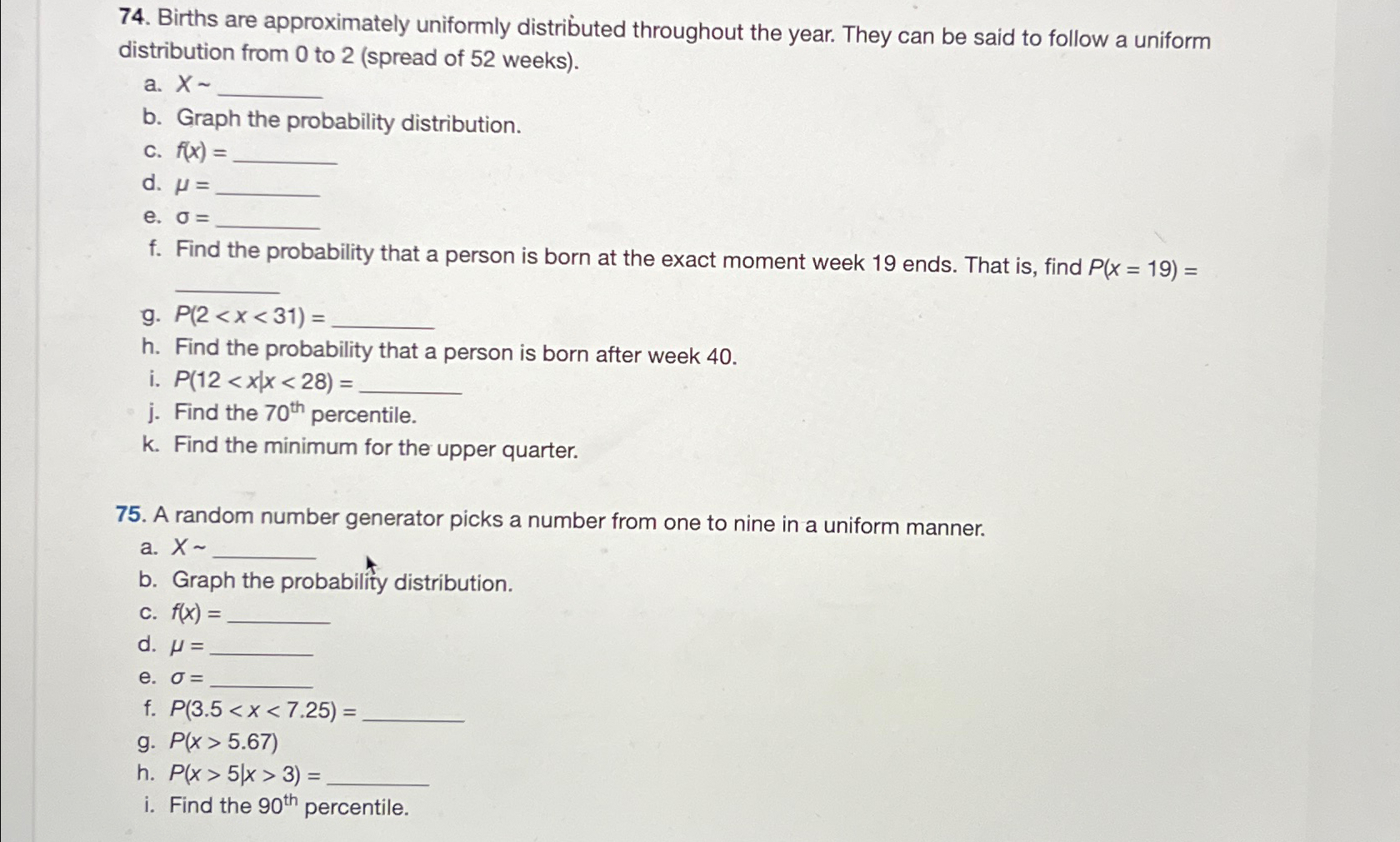 Solved Births are approximately uniformly distributed | Chegg.com