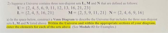 Solved 2) Suppose a Universe contains three non-disjoint | Chegg.com