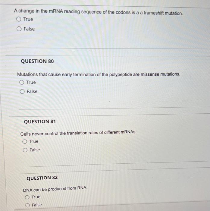 Solved A change in the mRNA reading sequence of the codons | Chegg.com