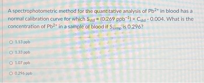 Solved A spectrophotometric method for the quantitative | Chegg.com