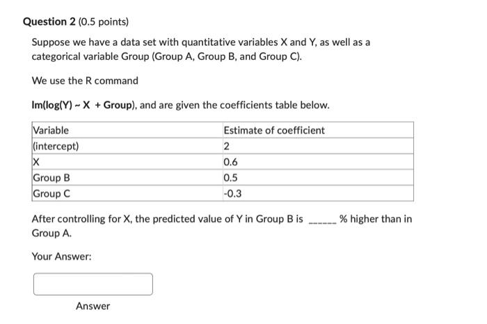 Question 1 (0.5 points) Suppose we have a data set | Chegg.com