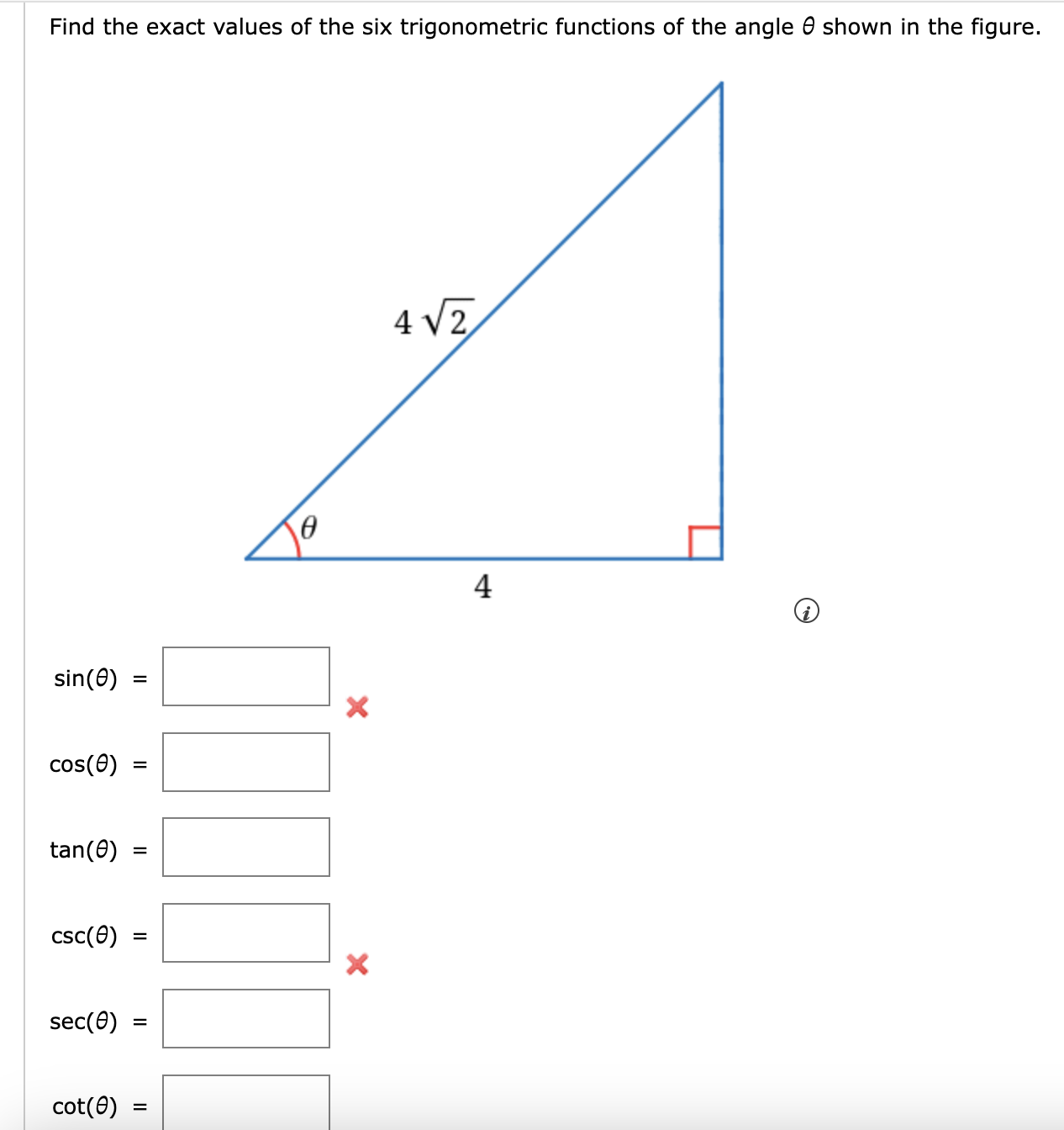 Solved Find the exact values of the six trigonometric | Chegg.com