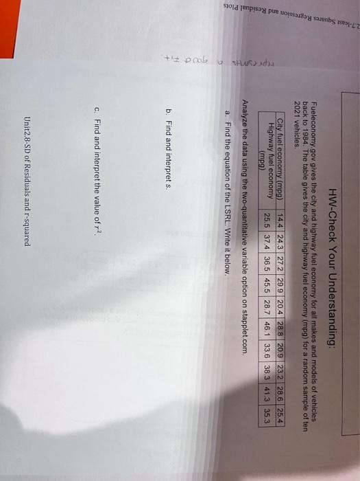 Solved HW-Check Your Understanding: Fueleconomy.gov gives | Chegg.com