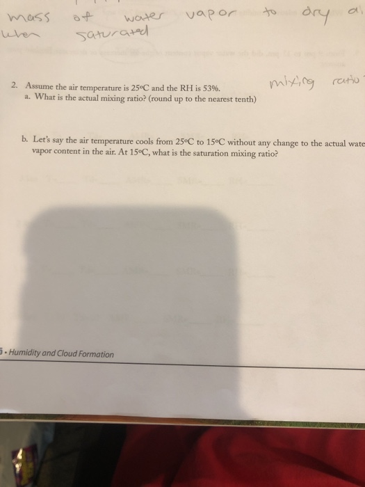 Solved of vapor al dry mass When water saturated mixing | Chegg.com