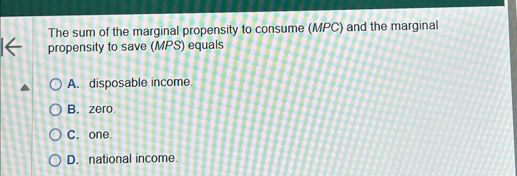 The sum of the marginal propensity to consume (MPC) | Chegg.com