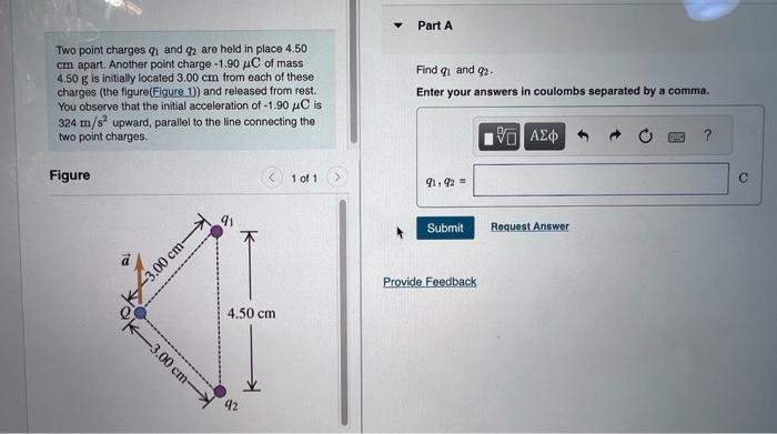Solved Two point charges q1 and q2 are held in place 4.50 cm | Chegg.com