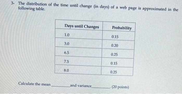 Solved 3. The distribution of the time until change (in | Chegg.com