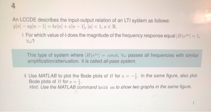An LCCDE describes the input-output relation of an | Chegg.com
