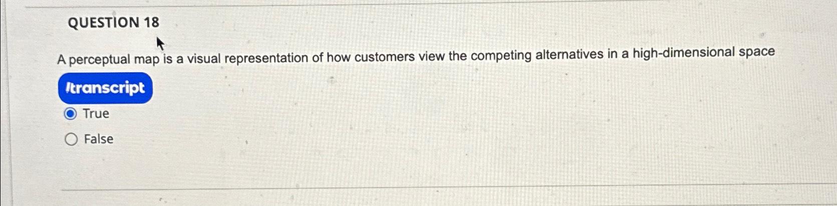 Solved QUESTION 18A perceptual map is a visual | Chegg.com