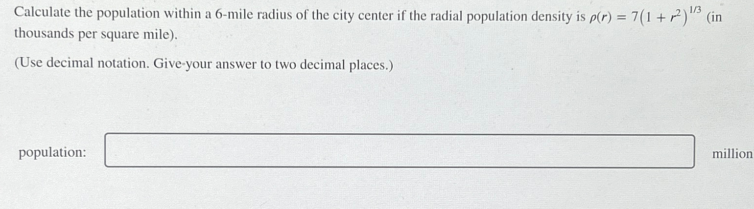 Solved Calculate the population within a 6-mile radius of | Chegg.com Solved Calculate the population within a 6-mile radius of | Chegg.com